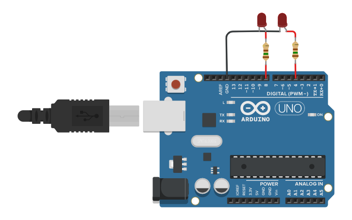 Circuit design Práctica 1 Arduino | Tinkercad