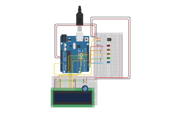 Circuit design Temperature to LED - Tinkercad