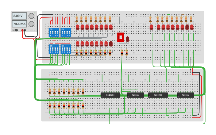 Circuit design BASIC ALU - Tinkercad