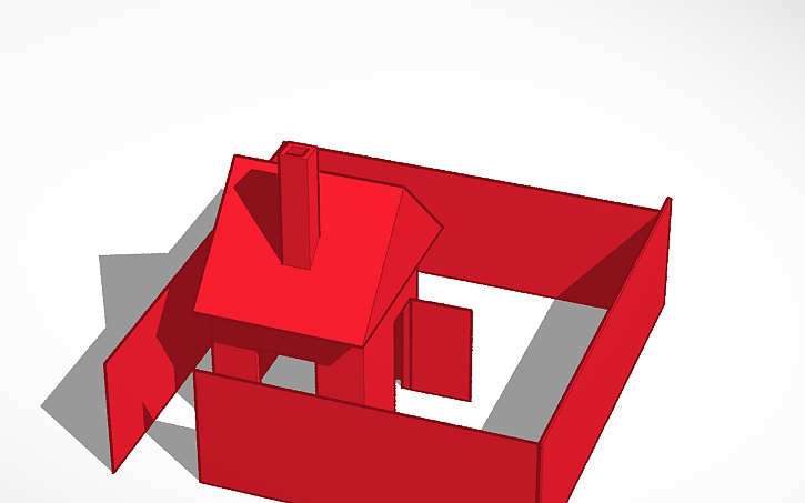 3d Design дом с забороь Tinkercad