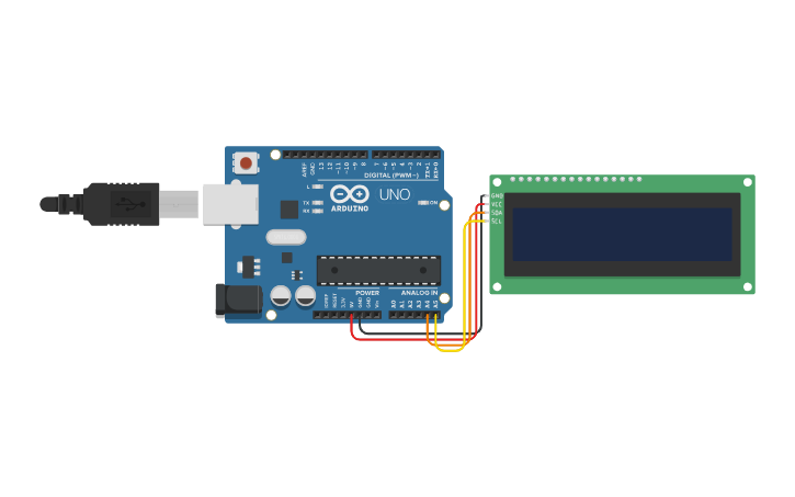 Circuit design LCD Write by Serial Monitor - Tinkercad