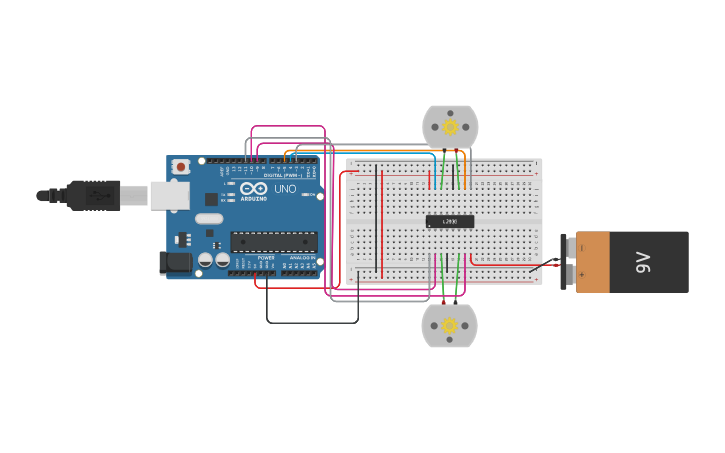Circuit design dc motor - Tinkercad