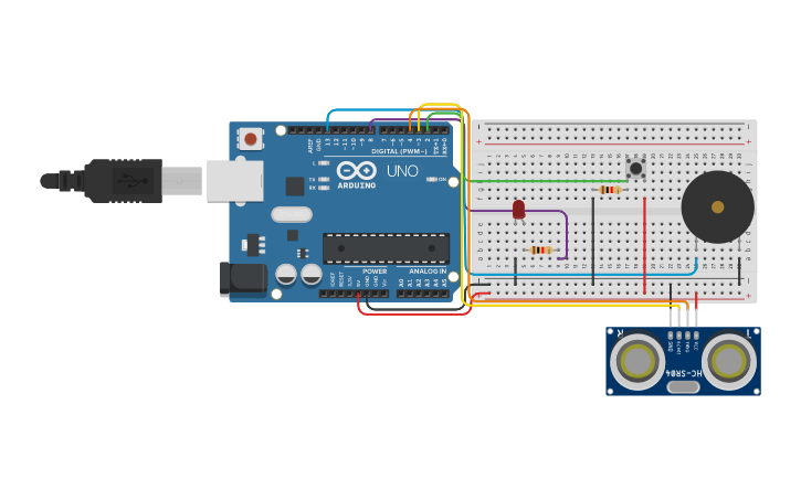 Circuit design UltraSonic - Tinkercad