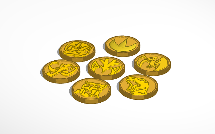 3D design power rangers power coins - Tinkercad