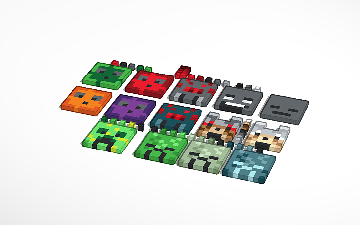 3D design more minecraft mob faces - Tinkercad