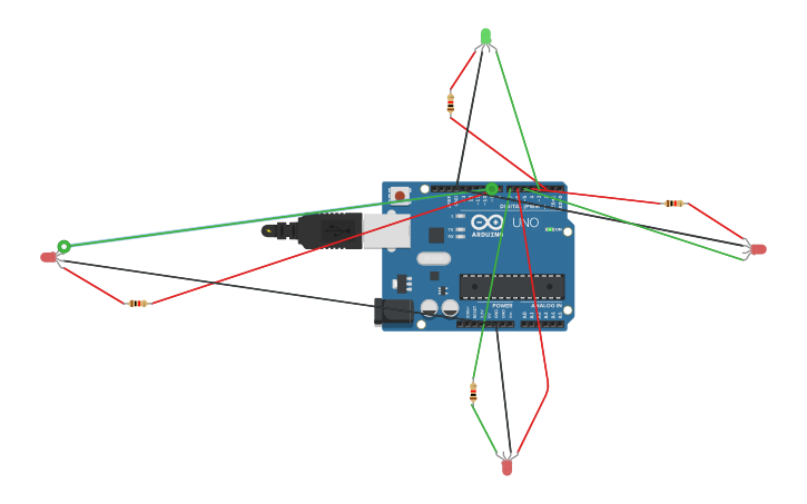 Circuit design Traffic Signals - Tinkercad