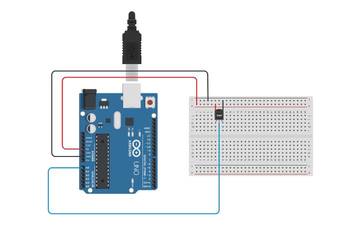 Circuit design Job 7 - Sensor de temperatura TMP36 - Tinkercad