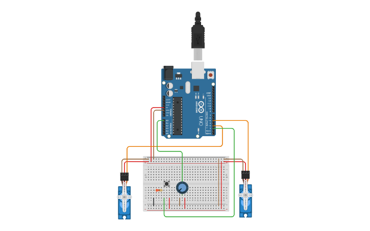 Circuit design Tutorial_2 Task 2: Two Servo Motors - Tinkercad