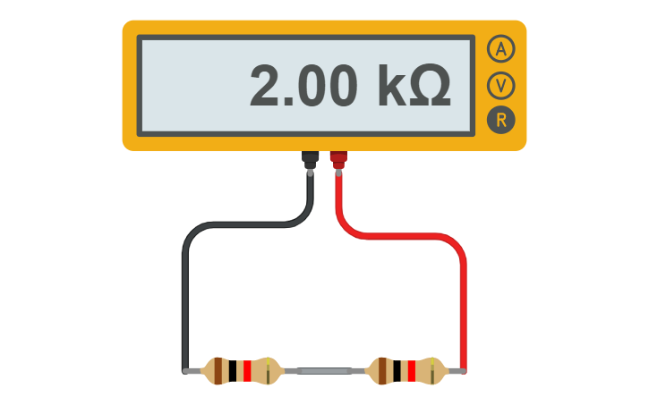 Circuit design Weerstand in serie meten - Tinkercad