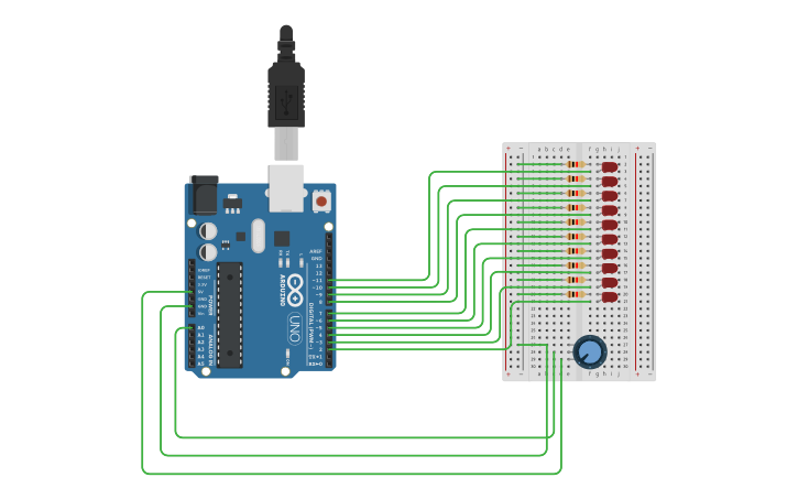 Circuit design 7. Bar Graph - Tinkercad