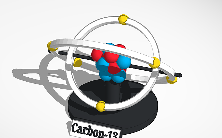 3D design Carbon-13 Atom (rotated) - Tinkercad