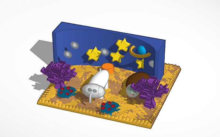 3D design Space With Elephant And Turtle - Tinkercad