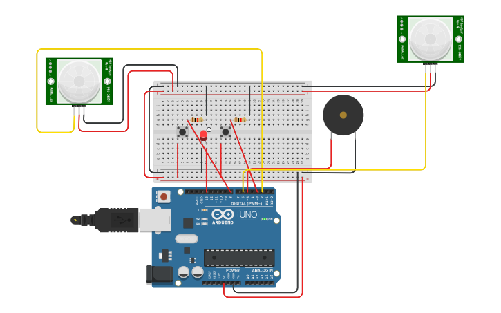 Circuit Design Sistema De Alarma Con Lógica Sensorial Con Arduino Tinkercad