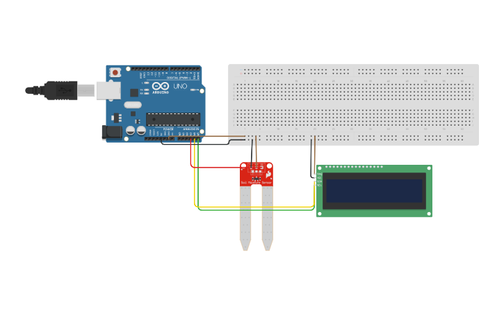 Circuit design LOPEZ - Soil Moisture Sensor with LCD - Tinkercad