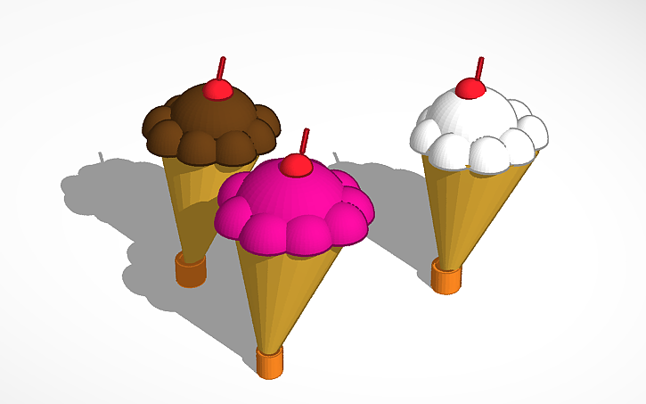 3D design strawberry, vanilla, chocolate Ice cream. - Tinkercad