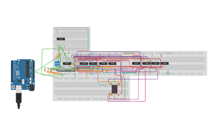 Circuit design compuertas multiples y ns que ponerle - Tinkercad