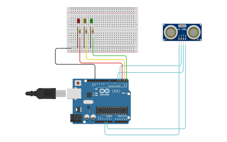 Circuit design Rangkaian Arduino Sensor Ultrasonik_XII-MIPA-1 - Tinkercad