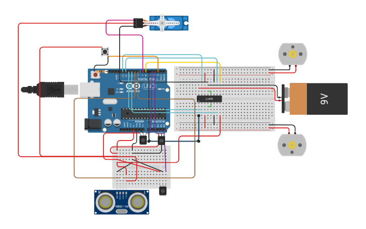 Circuit Design 2 Motores Com Ponte H Tinkercad