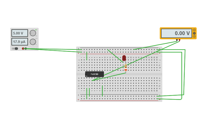 Circuit design AND GATE USING BREADBOARD - Tinkercad