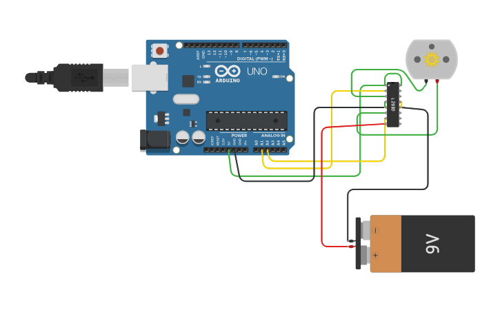 Circuit design motor driver - Tinkercad