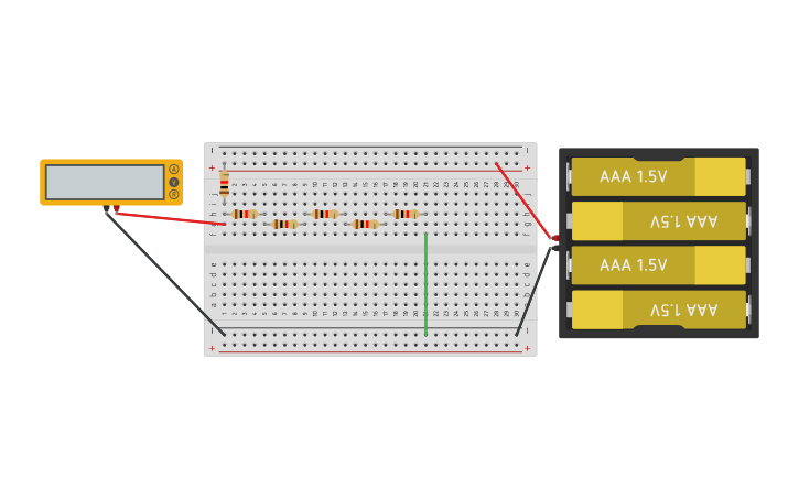 Circuit design Voltaje de 6V a 5V - Tinkercad
