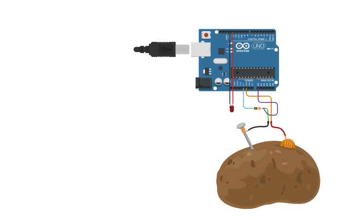 Circuit design Arduino Potato Moisture Sensor (there isn't soil not ...
