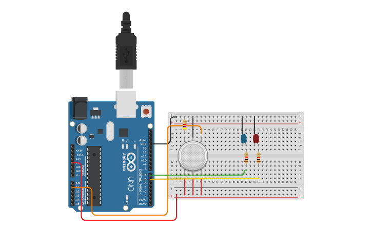 Circuit design Gas-sensor - Tinkercad