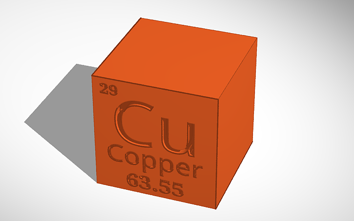 3D design copper cube - Tinkercad