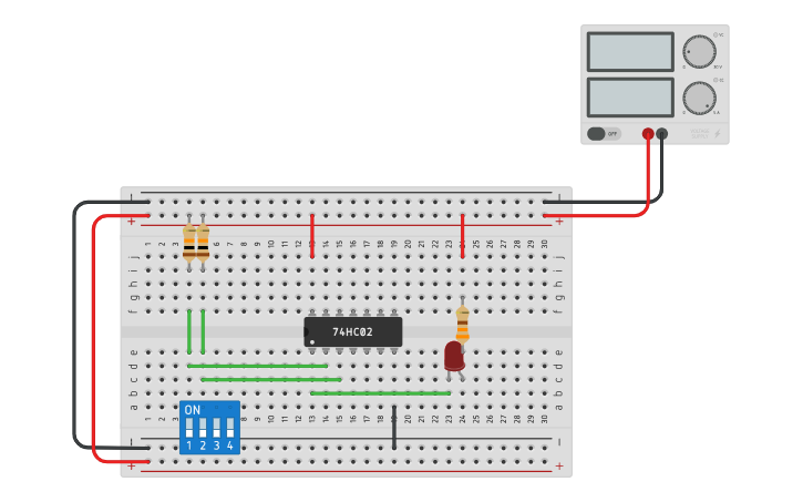 Circuit design 7402 (NOR) | Tinkercad
