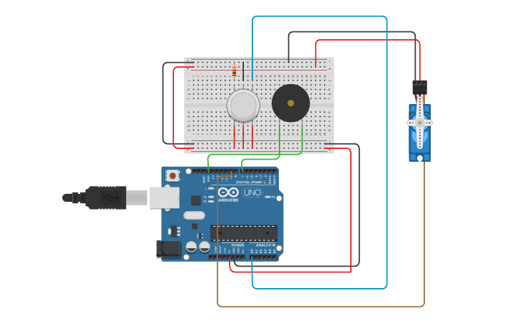 Circuit design LPG gas sensor project - Tinkercad