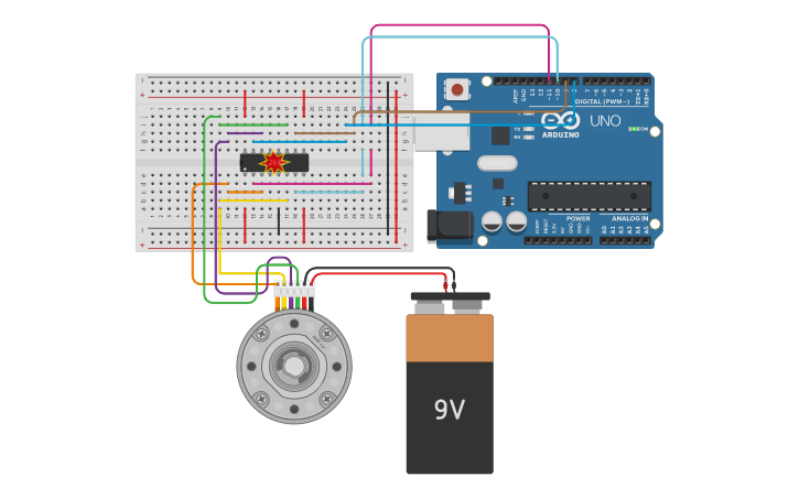 Circuit design Stepper Motor - Tinkercad
