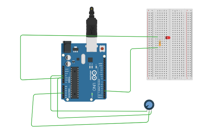 Circuit Design Controlling Led With Potentiometer Tinkercad