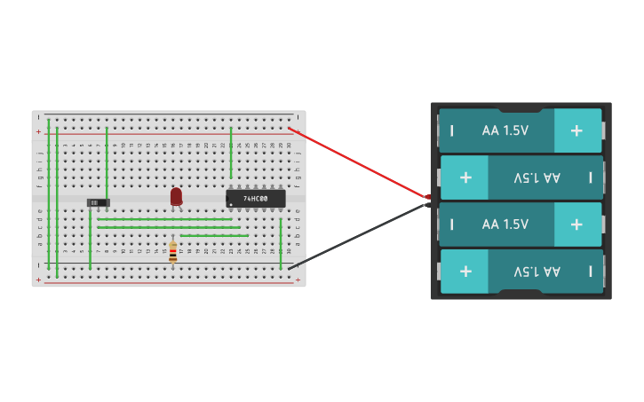 Circuit design NOT gate using NAND - Tinkercad