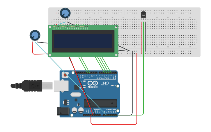 Circuit design LCV - Monitoramento Temp e Ph - Tinkercad