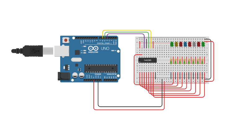 Circuit design Shift Register - Tinkercad Circuit design Shift Register - Tinkercad
