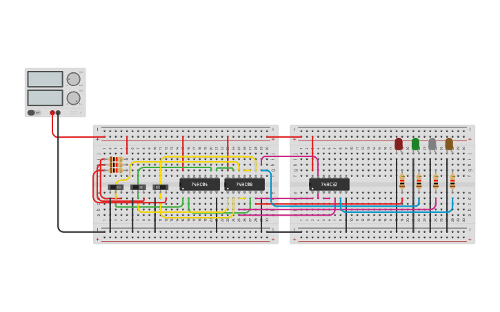 Circuit design Sum of product - Tinkercad