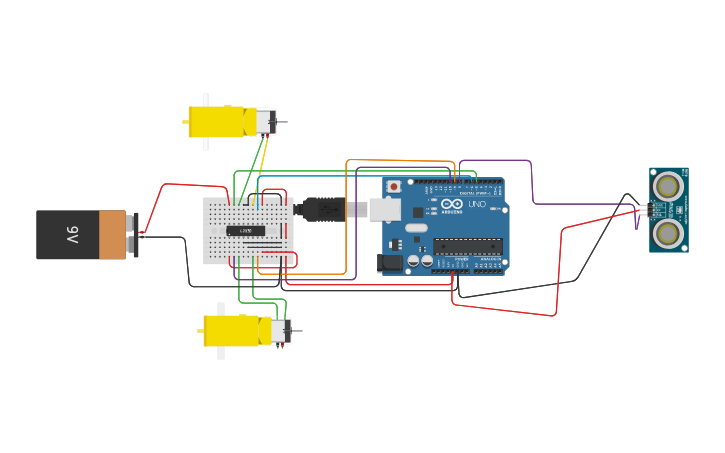 Circuit Design Obstacle Avoidance Robot Tinkercad