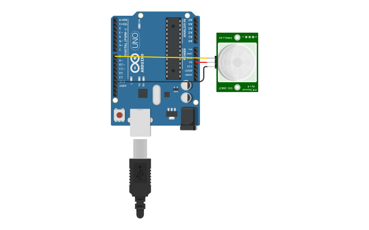 Circuit Design Sensor Movimiento Tinkercad