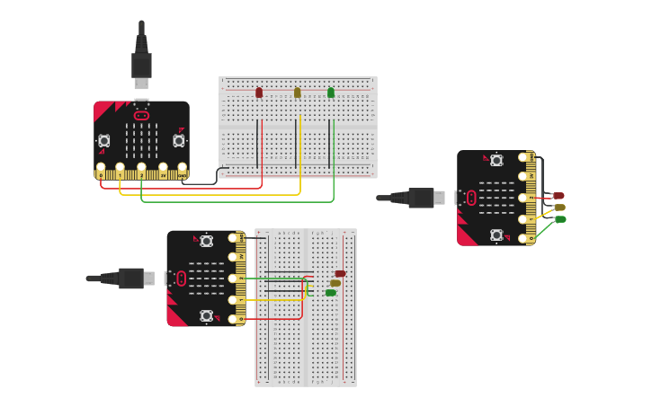 Circuit design Conexiones Microbit Semáforo - Tinkercad