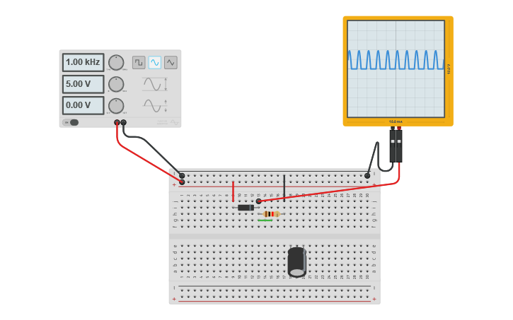 Circuit design Raddrizzatore a singola semionda - Tinkercad