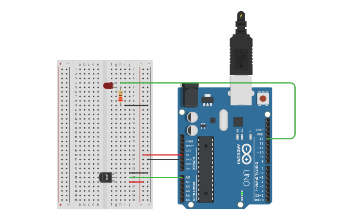 Circuit design Fire alarm - Tinkercad
