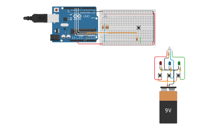 Circuit design RGB Lights | Tinkercad