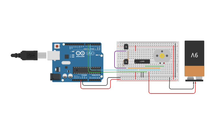 Circuit design PUENTE H CON TRANSITORES - Tinkercad