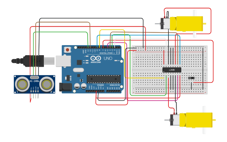 Circuit design Obstacle Avoiding Robot - Tinkercad
