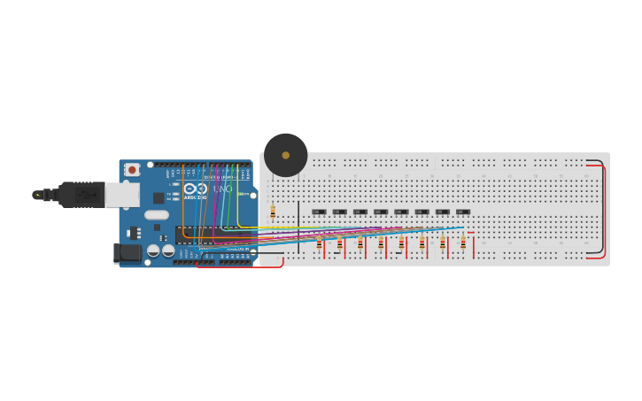 Circuit design arduino piano | Tinkercad
