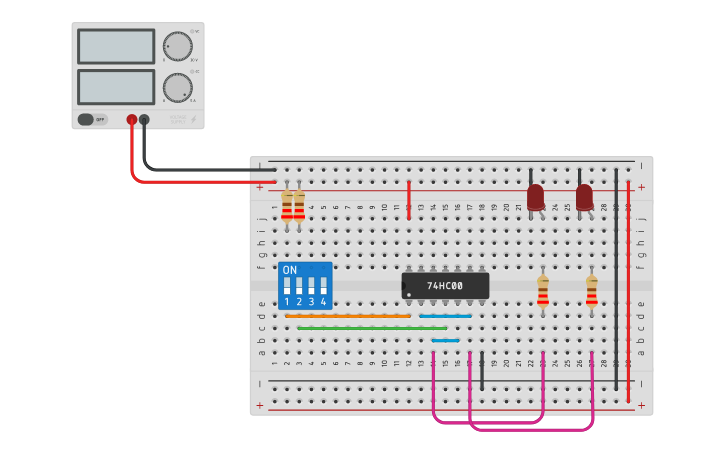 Circuit design SR Latch using NAND - Tinkercad