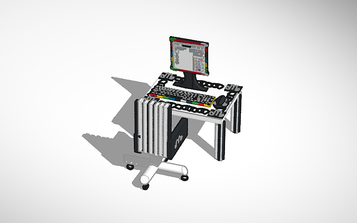 3D design COMPUTER AND KEYBORD WITH GAMING CHAIR AND TABLE - Tinkercad