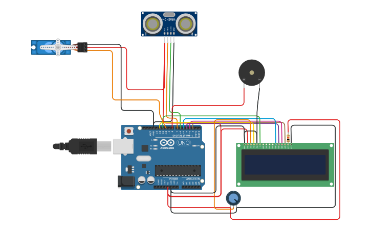 Circuit design car parking system - Tinkercad