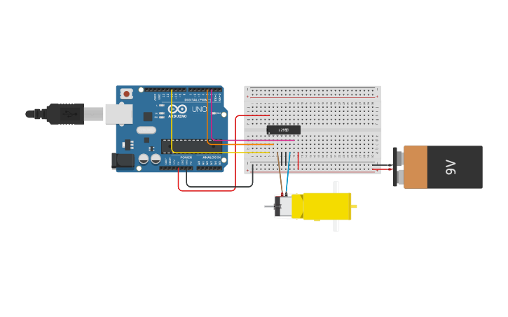 Circuit design Semana 4 - Prática 4 - Motor/L293D | Tinkercad