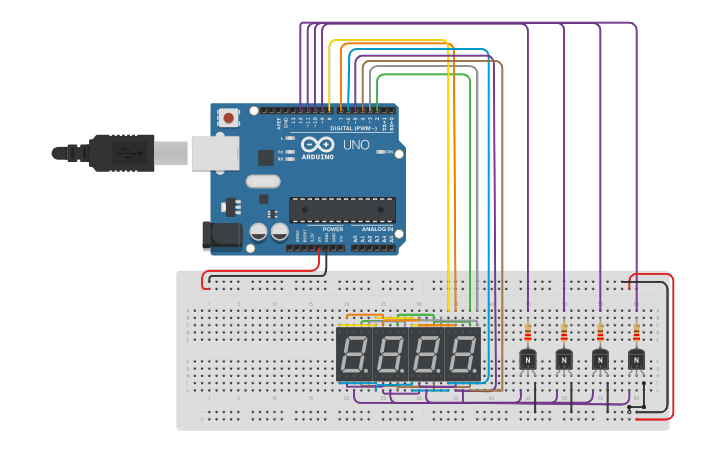 Circuit design Multiplexado-D.7 Segmentos | Tinkercad